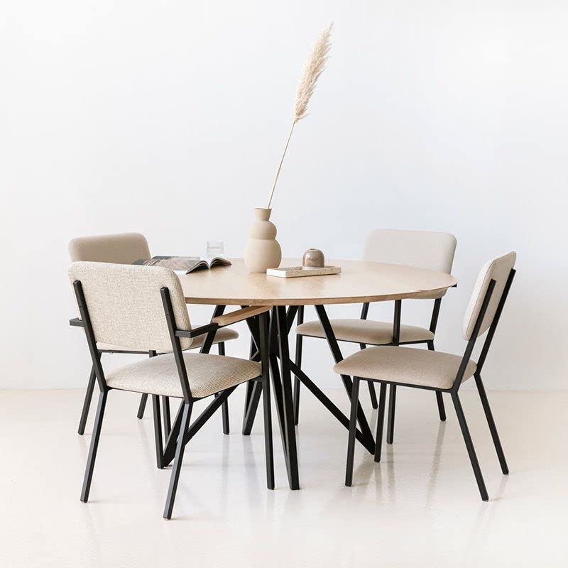 SUSUO Industrial Style Dining Table, 47.2" L x 47.2" W Rustic Solid Wood Dining Table with Black Metal Legs, Industrial Home Office Kitchen Furniture