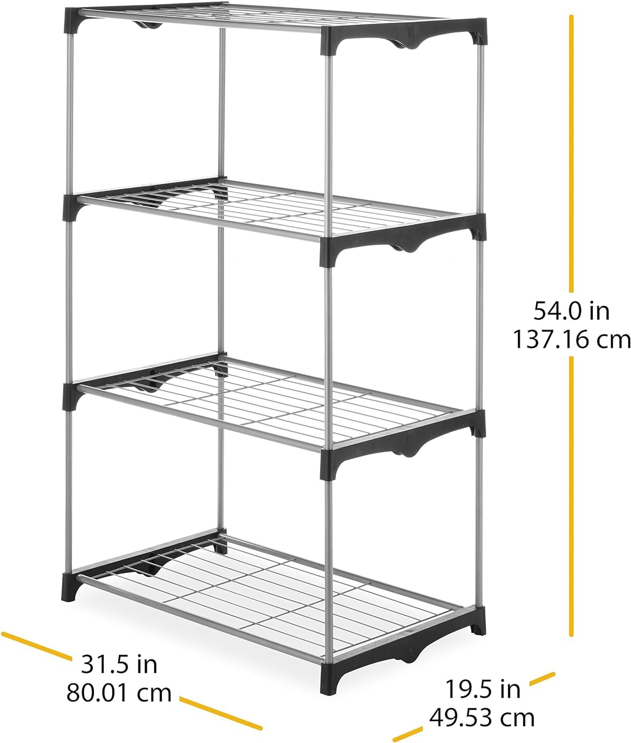 QJLSOE4-Tier Storage Cabinet, Black, YST-020
