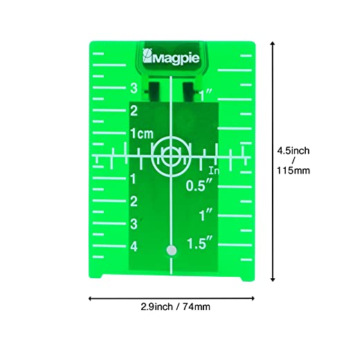 Magpie Laser Target Card Plate - Enhanced Visibility and Accuracy with Magnetic Super-Slim Plates, Measurement Scale in Both Inches and Centimeters, Designed for Both Red and Green Laser Devices