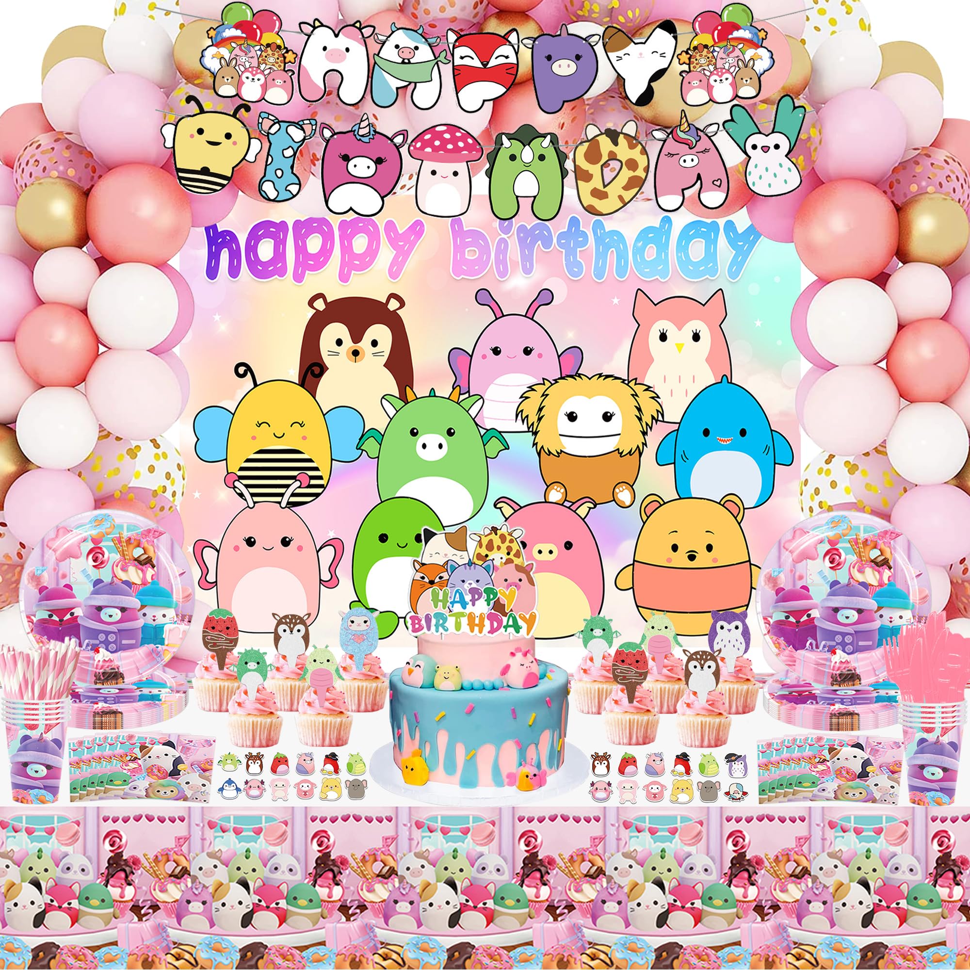 Grehge tty Party Supplies, Pink Themed Party Decoration, Include Banner, Cake & C