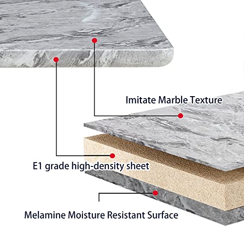 Modern Imitation Marble Dining Table for 4-8, Durable Traditional Marble Design Rectangle Kitchen Dining Table for Living Room, Dining Room,Home and Office Grey