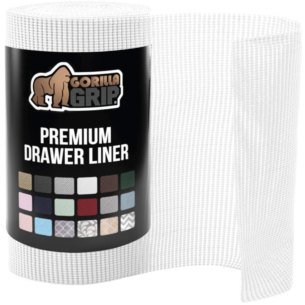 Gorilla Grip Drawer Liner and Under Sink Mat, Drawer Liner Size 12x30, and Under Sink Mat Size 24x30, Both in White, 2 Item Bundle