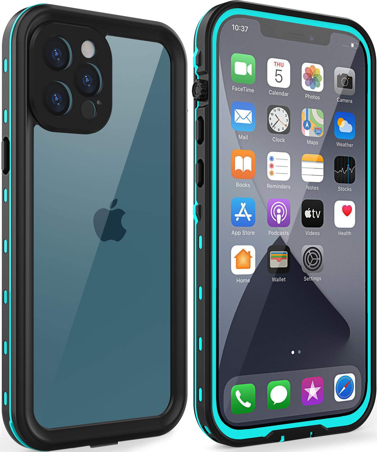 LOVE BEIDI iPhone 12 Pro Max Waterproof Case 6.7'' with Screen Protector - Full Body Shockproof, Dust Proof, Thermoplastic Blue Cover
