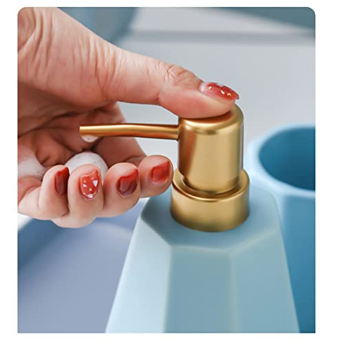 GRFIT Soap Bottles Ceramic Soap Dispenser Bathroom Decoration Toothbrush Holder Soap Box ABS Pump Head Lotion Bottle Toothbrush Cup Toothpaste Dispenser Tray Set Soap Dispenser (Color : 1pcs-Brown)
