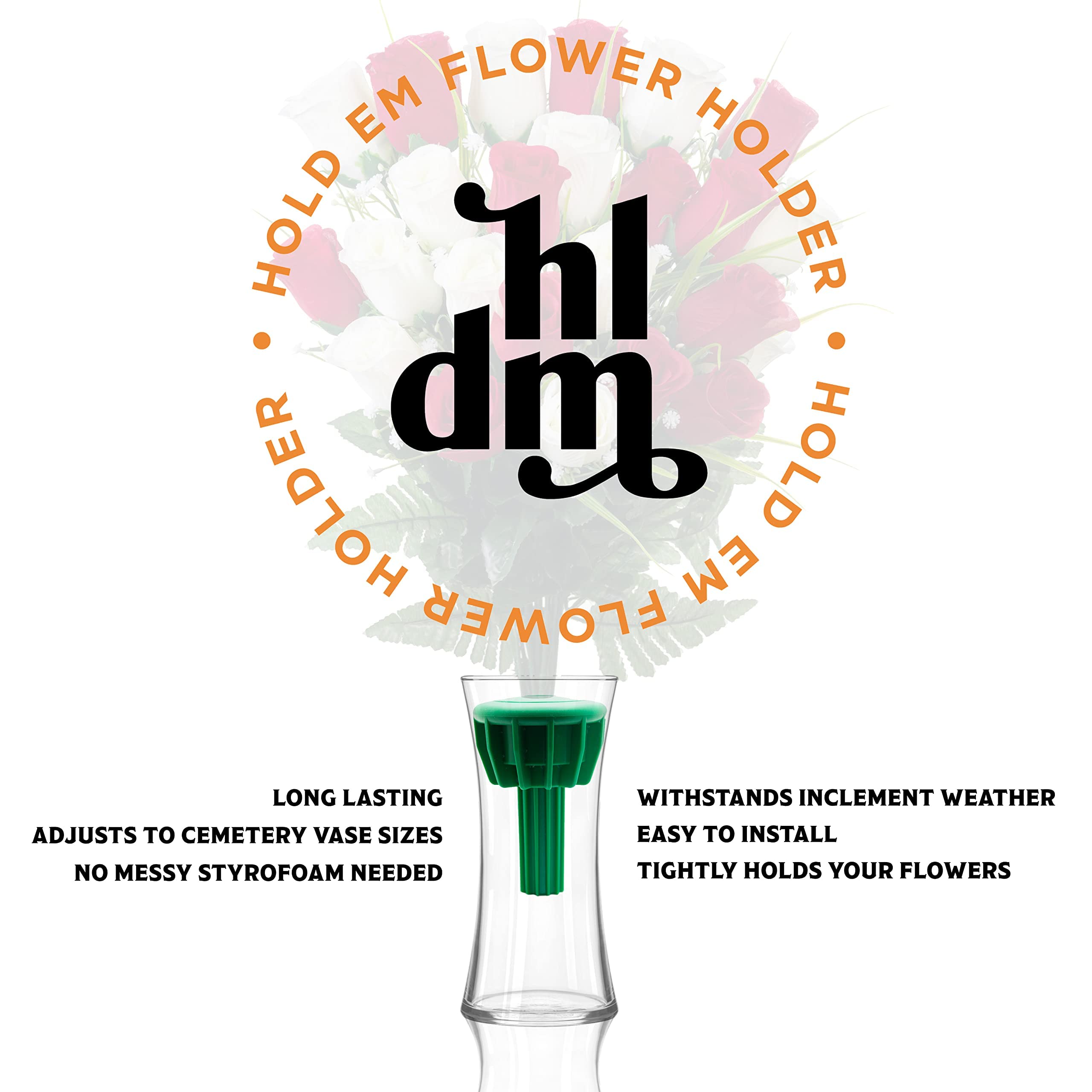 HLDM Cemetery Vase Rubber Inserts, Cemetery Flowers Holder for Keeping Bouquets in Place, Reusable Alternative to Messy Floral Foam Styrofoam Cones, Create Elegant Grave Decorations for Cemetery