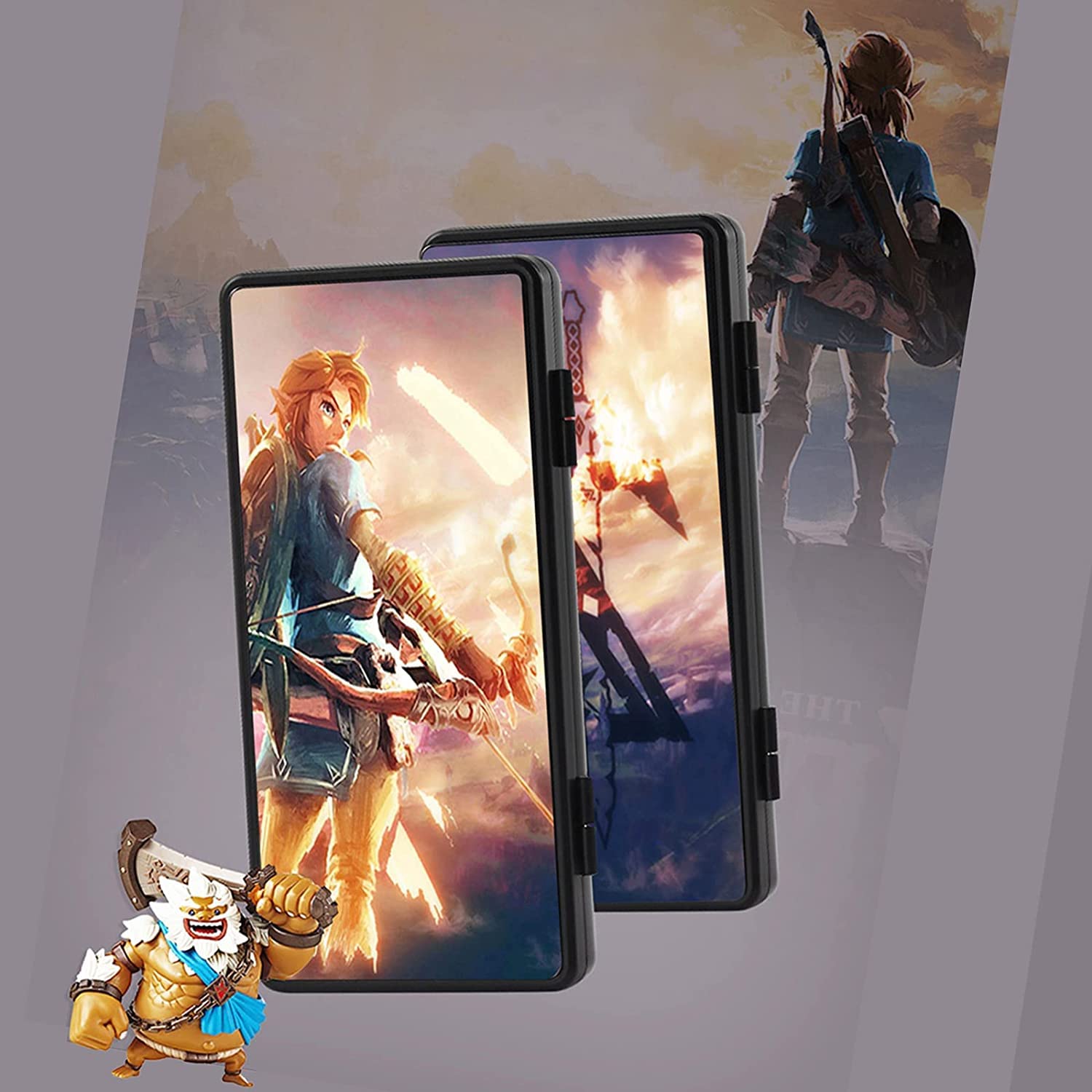 MAQRBAQR Game Card Case for Nintendo Switch & Switch OLED Game Cards - Dynamic 3D Patterned Nintendo Switch Game Case with 24 Game Card Slots & 24 Micro SD Card Slots (Zelda)