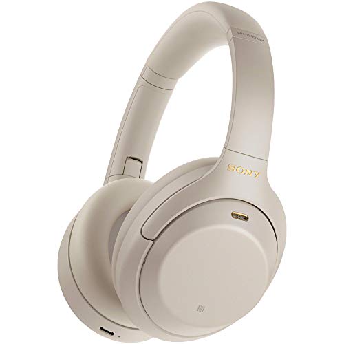 Sony WH1000XM4/S Premium Noise Cancelling Wireless Over-The-Ear Headphones Bundle with Deco Gear Wood Headphone Display Stand and Protective Travel Carry Case