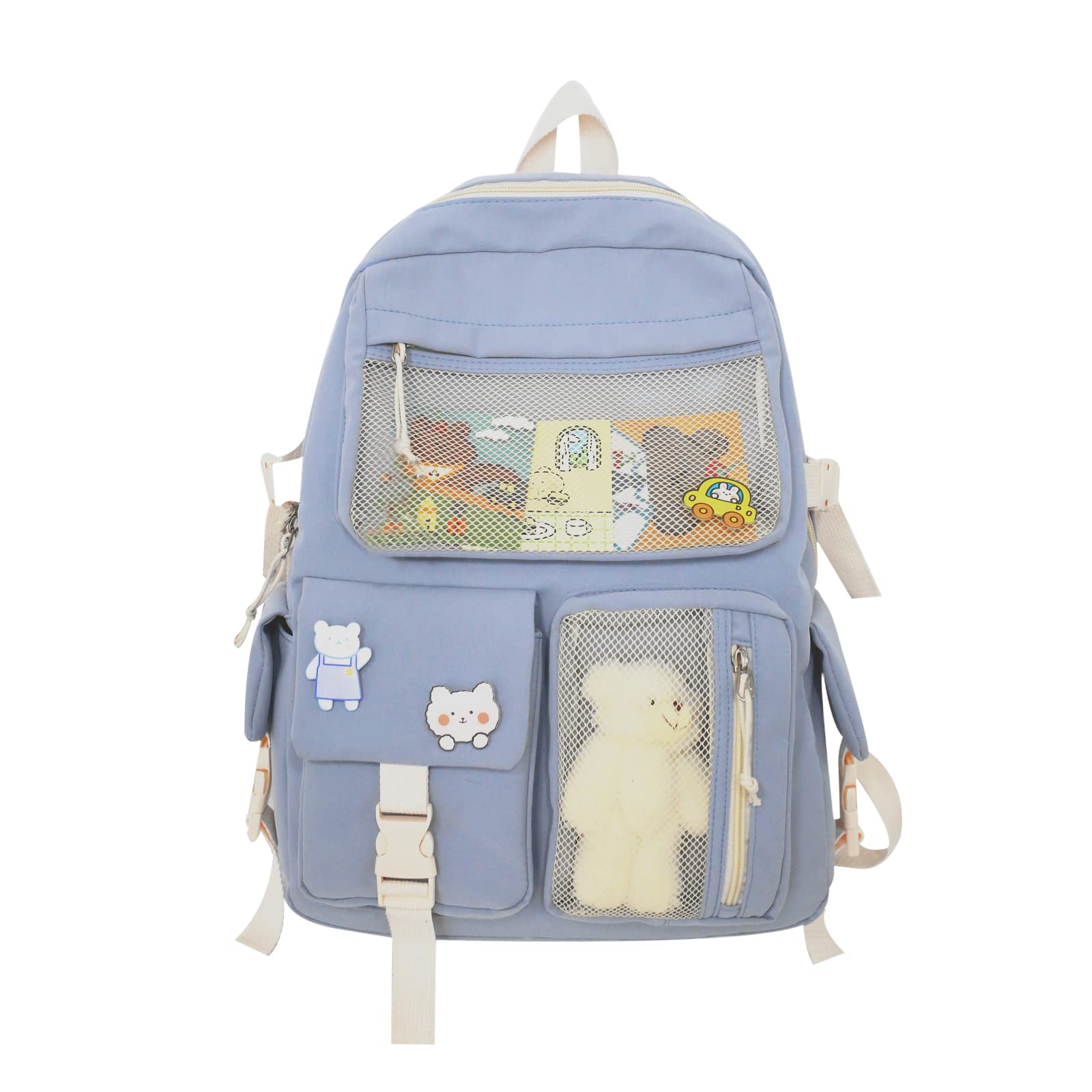 Freie Liebe Cute Kawaii Backpack for Girls School Kids Bookbag with Pin and Accessories