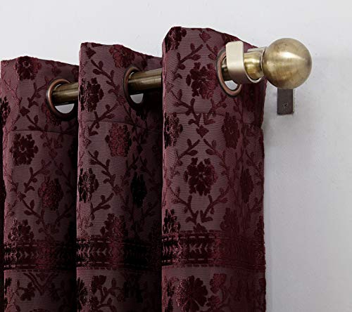 Sun Zero Elidah Medallion Bonded Velvet Thermal Extreme Total Blackout Grommet Curtain Panel, 50" x 84", Merlot