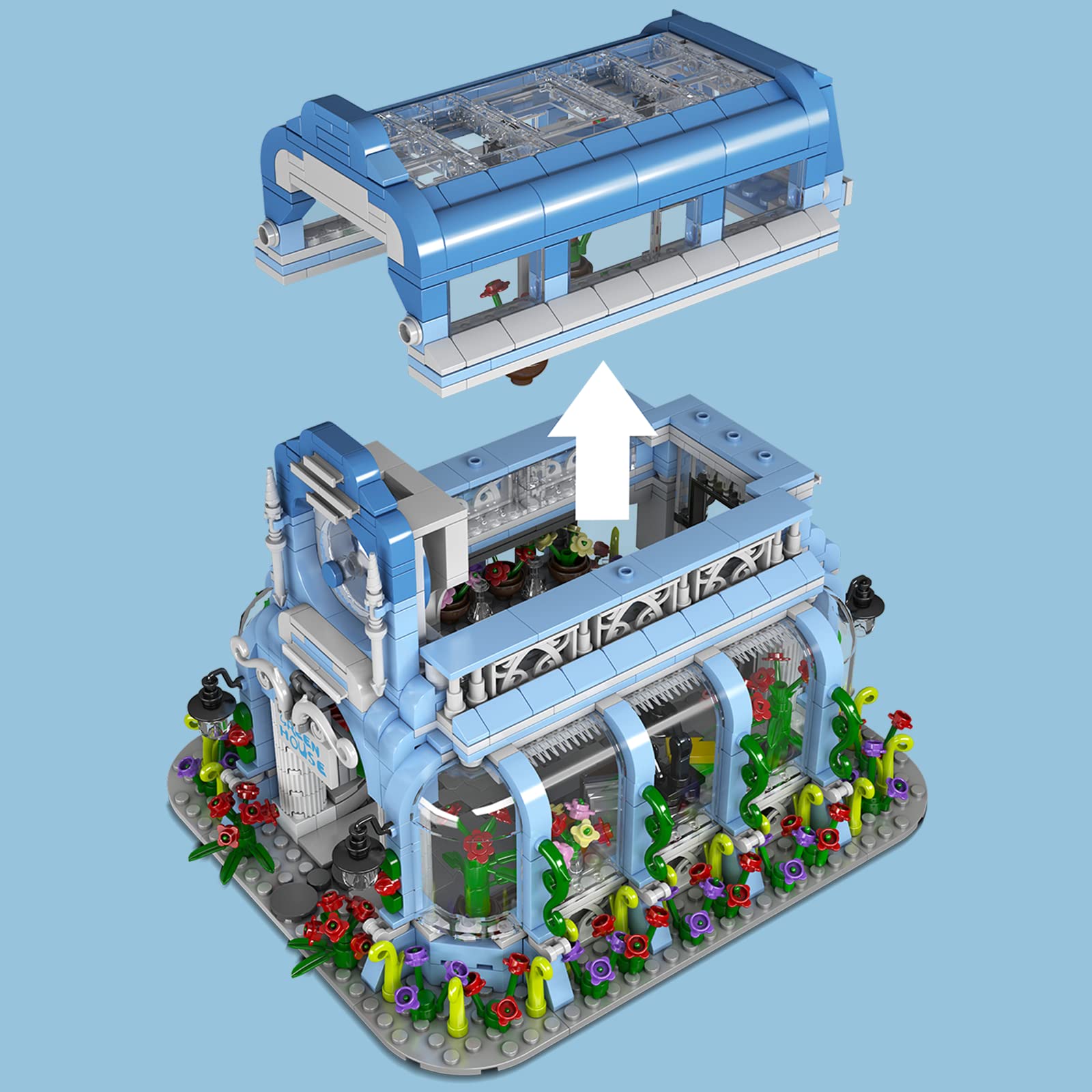 Mould King New Botanical Garden Building Sets with LED Light Kit, Engineering Construction MOC Building Blocks, Model Toy Building Sets to Build for Adults and Kids 14+ (1289 Pcs)