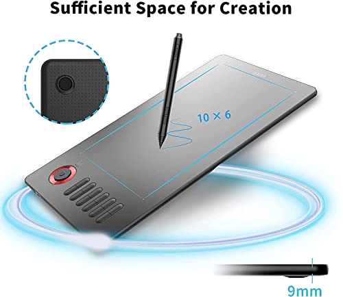 VEIKK A15Pro Graphics Drawing Tablet 10 x 6 Inch Digital Pen Tablet with 12 Shortcut Keys -1 Quick Dial and Battery-Free Passive Stylus,Supports Tilt Function,for Mac/Chrome/Windows/Linux/Android OS