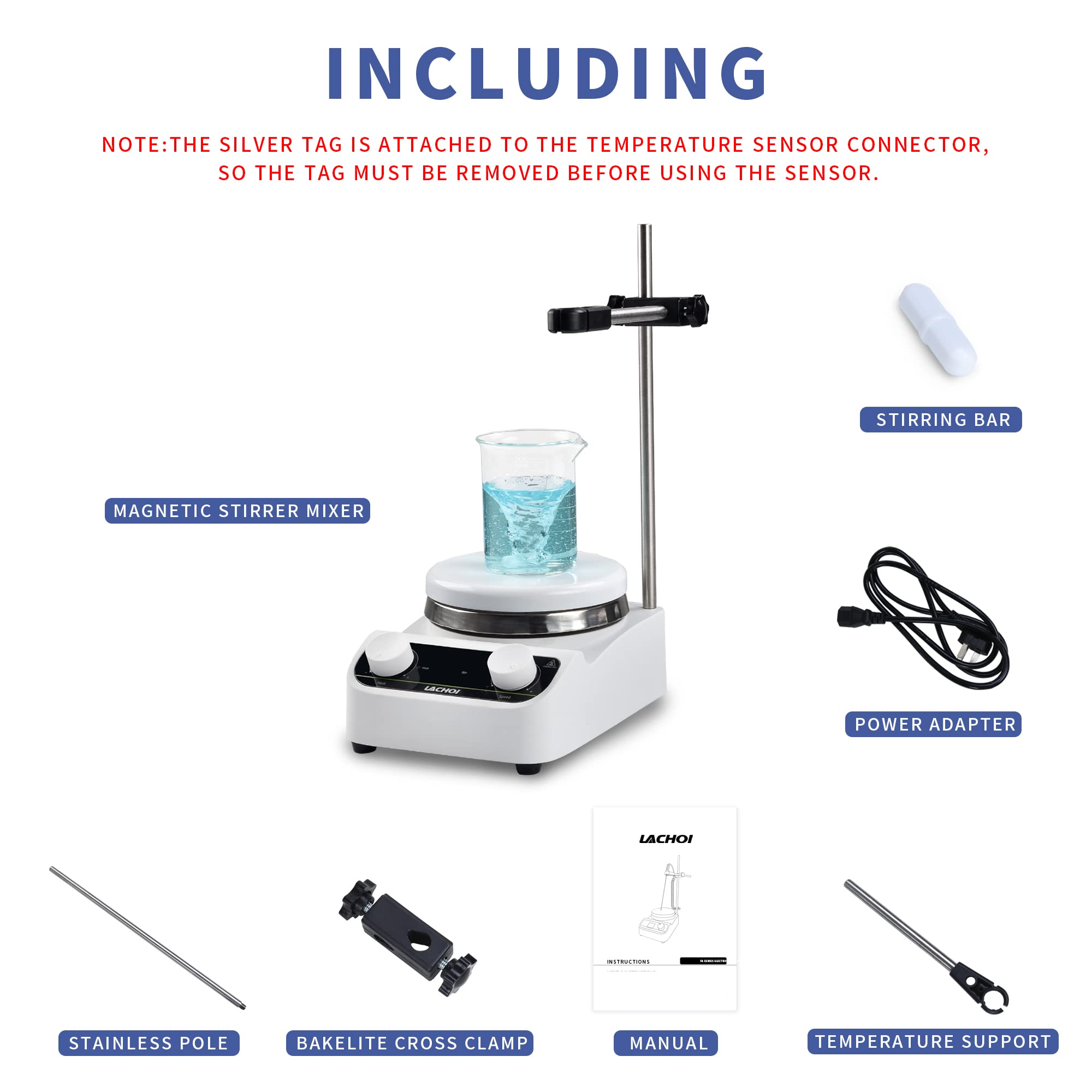 LACHOI Magnetic Stirrer Hot Plate Mixer 280℃ Hot Plate Magnetic Stir Plate 300-1500RPM 5000ml Stirring Capacity Magnetic Hotplate Stirrer with Stirring Bar Lab Stirrer(Heating)
