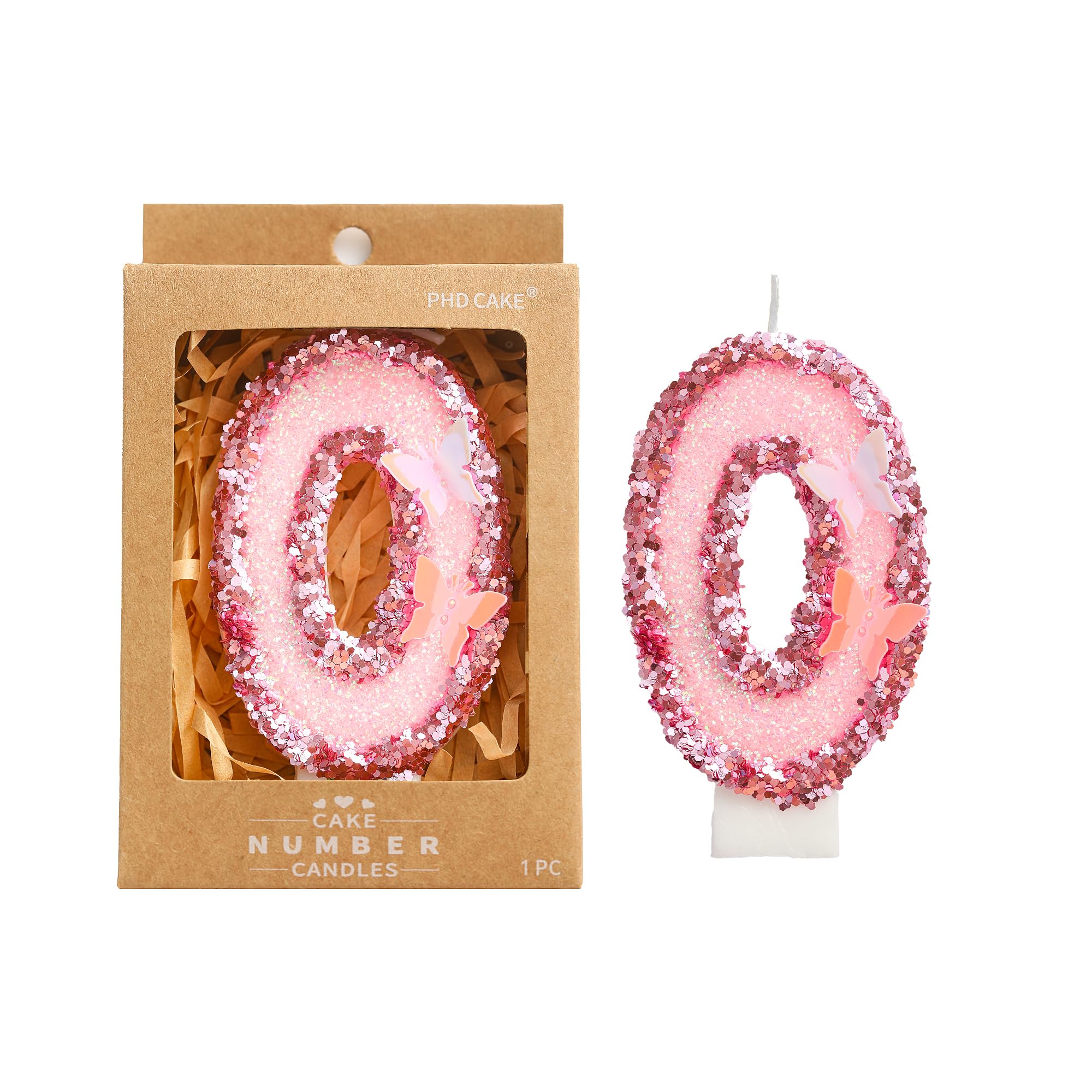 PHD CAKE 2.76 Inch Number 1 Pink Butterfly Birthday Candles, Butterfly Themed Number Candles, Cake Number Candles, Party Celebration