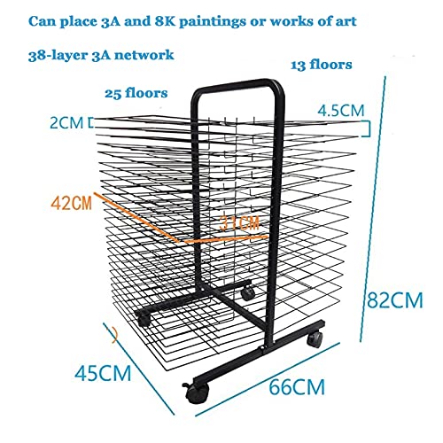 NEOCHY Drying Racks,Metal Wire Work Display Rack, Suitable for Kindergartens and Creative Studios, Paper and Magazine Oiling Air Drying 38-Layer/38 Floors