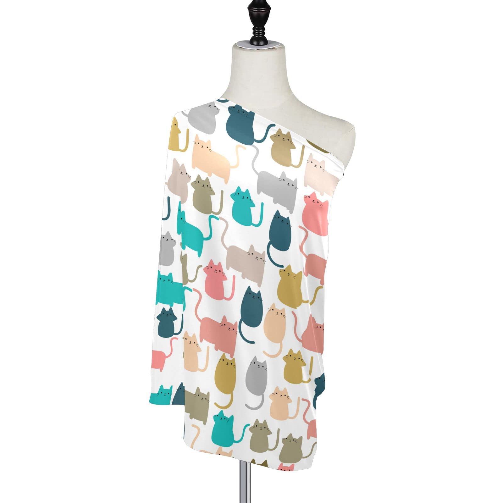 Nursing Cover Breastfeeding Scarf Colorful Cat Kitten Pattern-for Baby Car Seat Covers, Stroller Cover, Carseat Canopy(228ue8a)