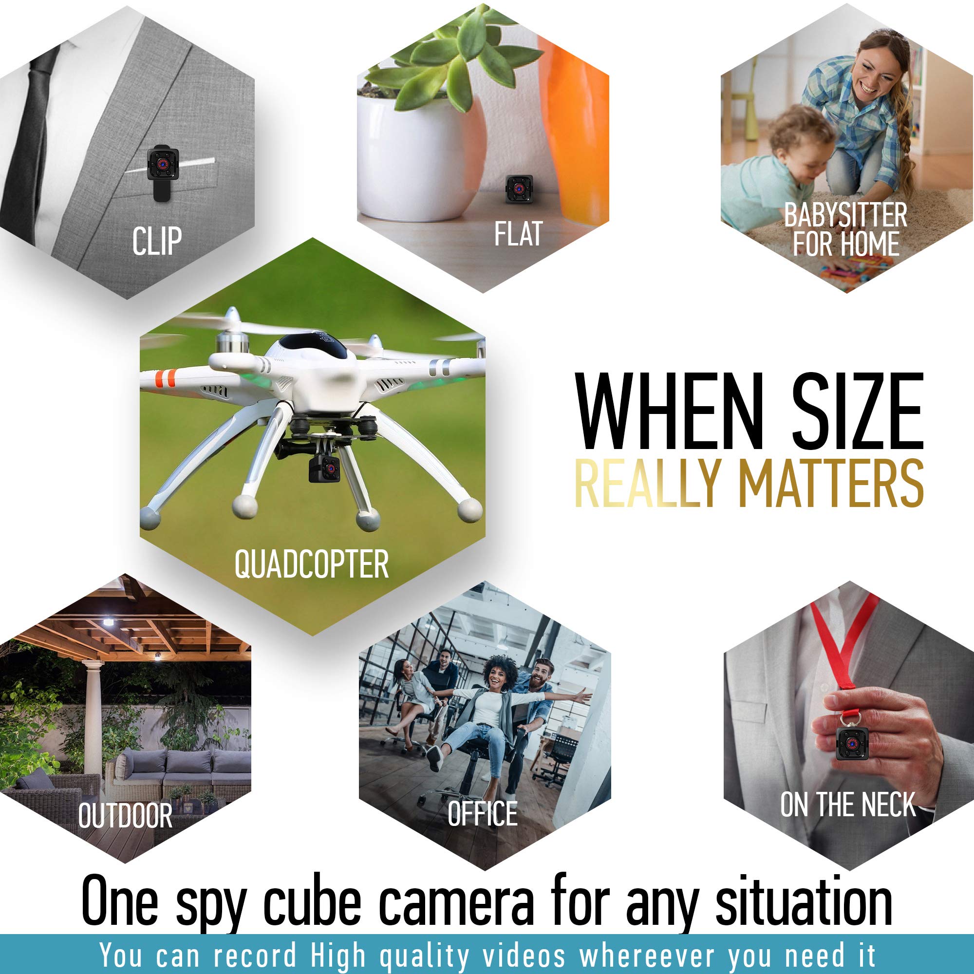 Mini Spy Camera 1080P Hidden Camera - Portable Small HD Nanny Cam with Night Vision and Motion Detection - Indoor Covert Security Camera for Home and Office - Hidden Spy Cam - Built-in Battery