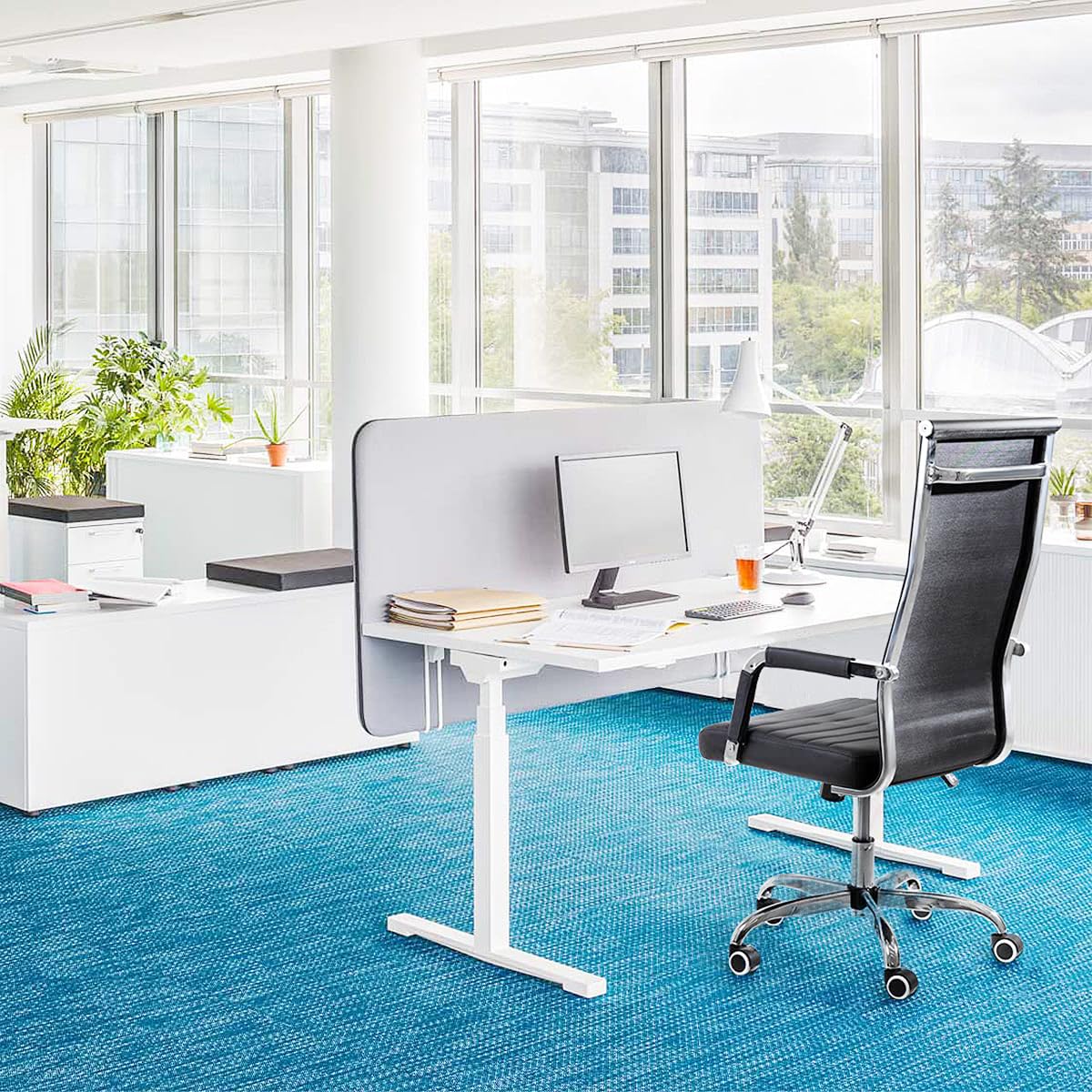Furniwell Office Desk Chair High Back Ribbed Executive Computer Chair, Adjustable Swivel Rolling Leather Ergonomic Task Chair for Conference Room (White)