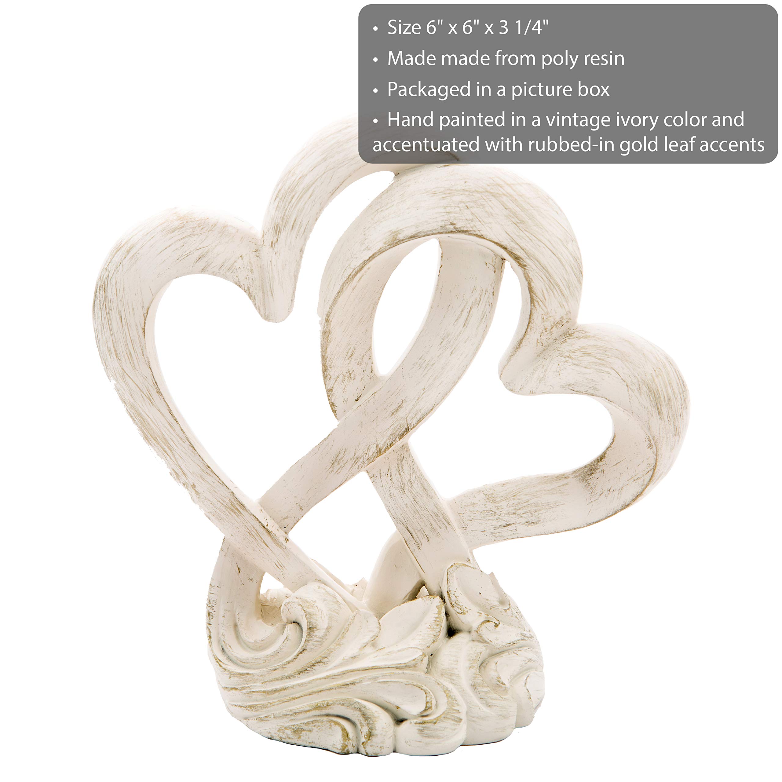 FashionCraft Vintage Style Double Heart Design Cake Topper/Centerpiece, One Size, Cream