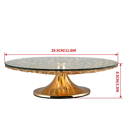 MDLUU Glass Cake Stand 11.6 inch, Cake Platter Pedestal, Dessert Server Display for Wedding, Party, Birthday(Metal Branches Pattern)