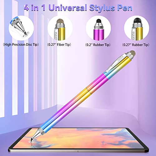 Universal Stylus Pens, Honiha High Precise Disc Stylus Pens for Touch Screens 4 in 1 Touch Screen Pen Capacitive Stylus Compatible with iPad, iPhone, Samsung, Android, Microsoft Tablets- Rainbow