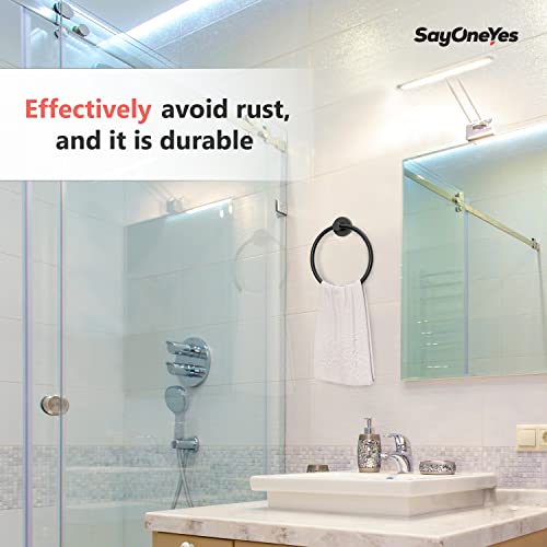Sayoneyes Matte Black Towel Ring - Premium Quality SUS304 Stainless Steel Rust Proof Hand Towel Holder β Heavy Duty Round Towel Holder for Bathroom Wall Mounted