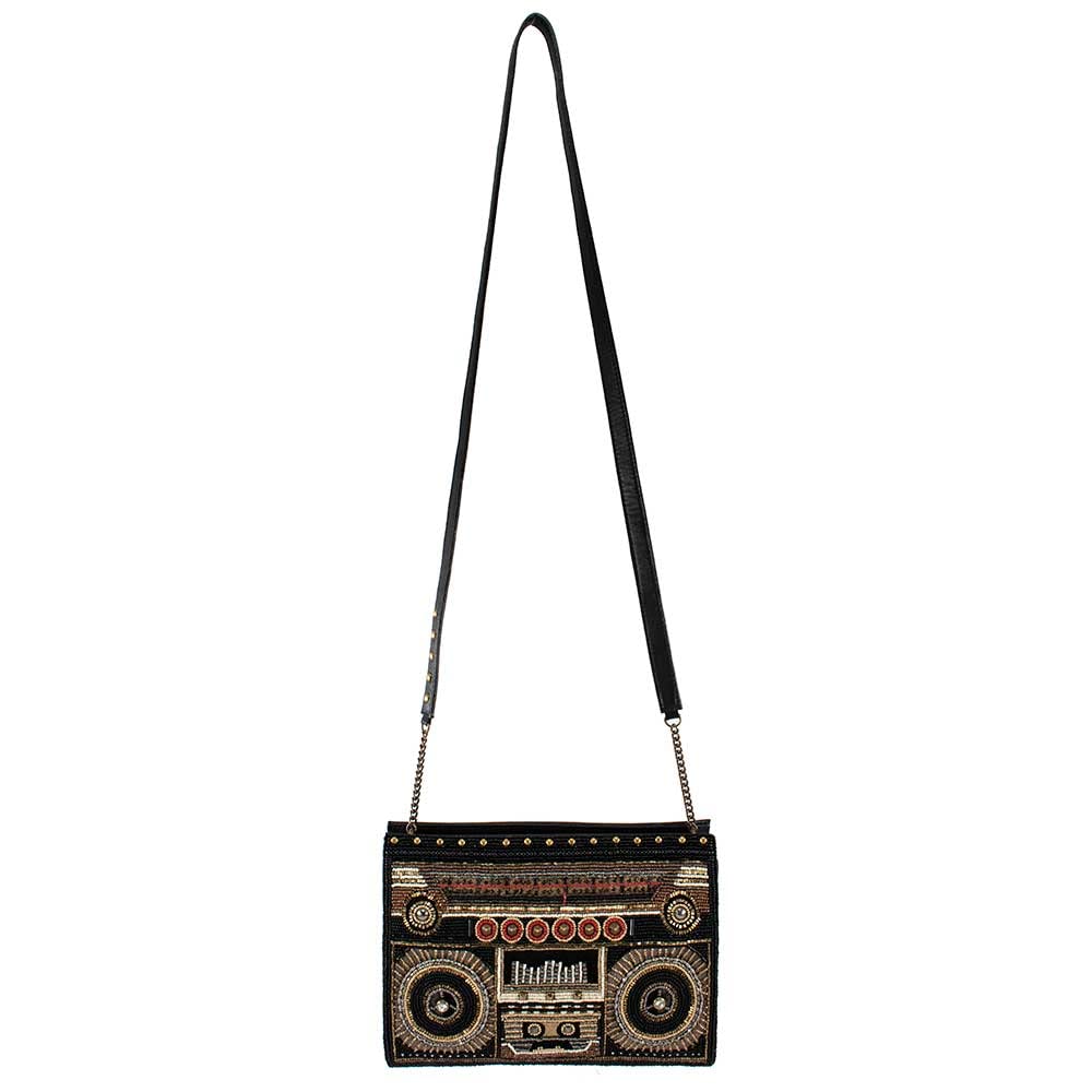 Mary Frances Dialed In Beaded Stereo Music Leather Crossbody Handbag, Multi