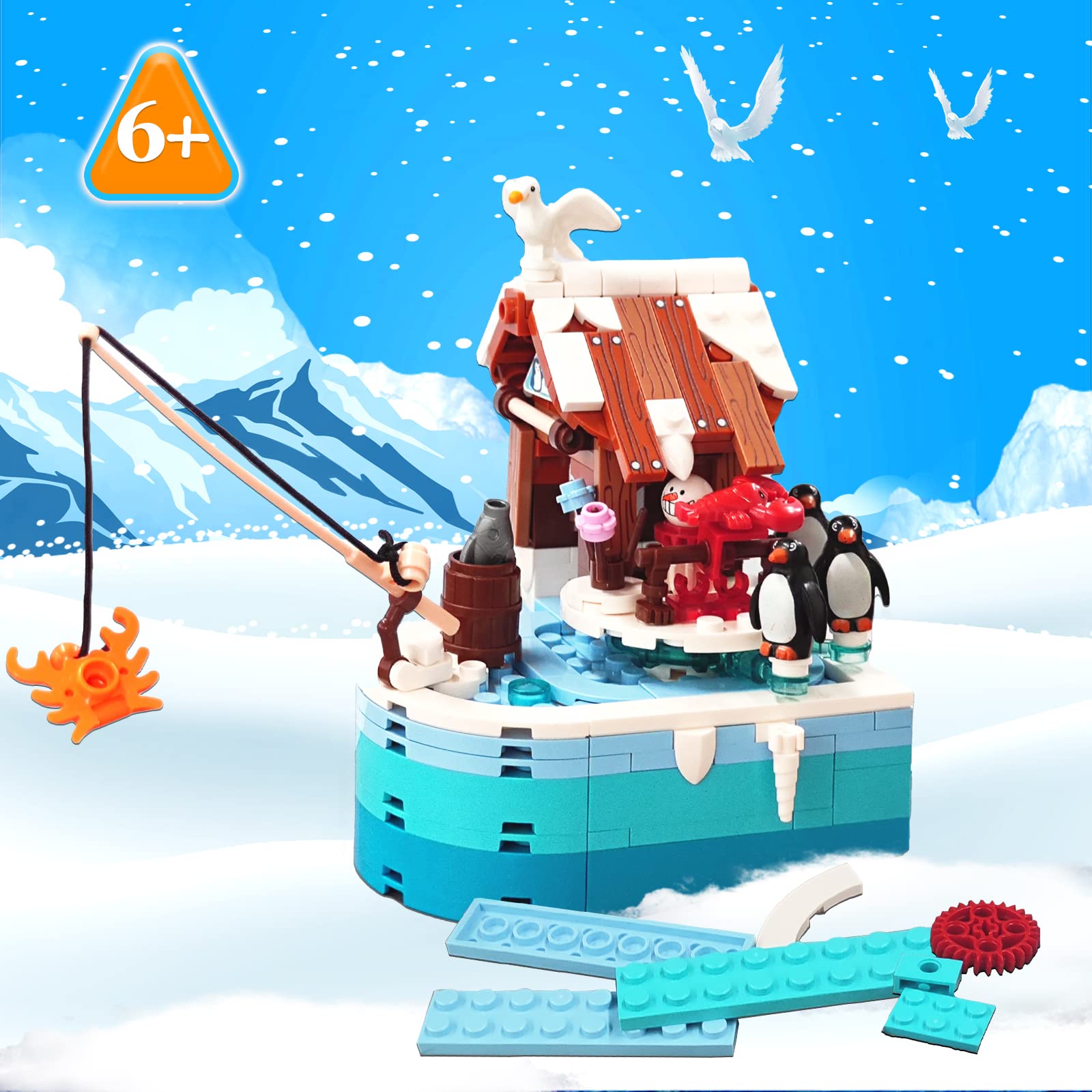 Mrkuriosity Penguin BBQ Resort Building Kits Blocks,Movable Building Blocks Toy Building Sets for Kids, Rotatable BBQ Penguin Toy Model Buliding Blocks, Kids' Brain Development Educational Toys…