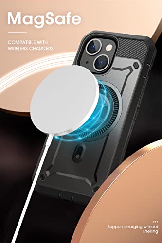 SUPCASE Unicorn Beetle Pro Mag Case for iPhone 14 Plus 6.7", Compatible with MagSafe Full Body Rugged Case with Built-in Screen Protector & Kickstand & Belt-Clip (Black)