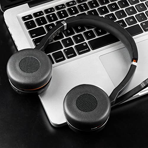 SOULWIT Earpads Replacement for Jabra Evolve 75(75UC 75MS 75SE) Stereo Wireless Bluetooth Headset, Ear Pads Cushions with High-Density Noise Isolation Foam, Softer Protein Leather