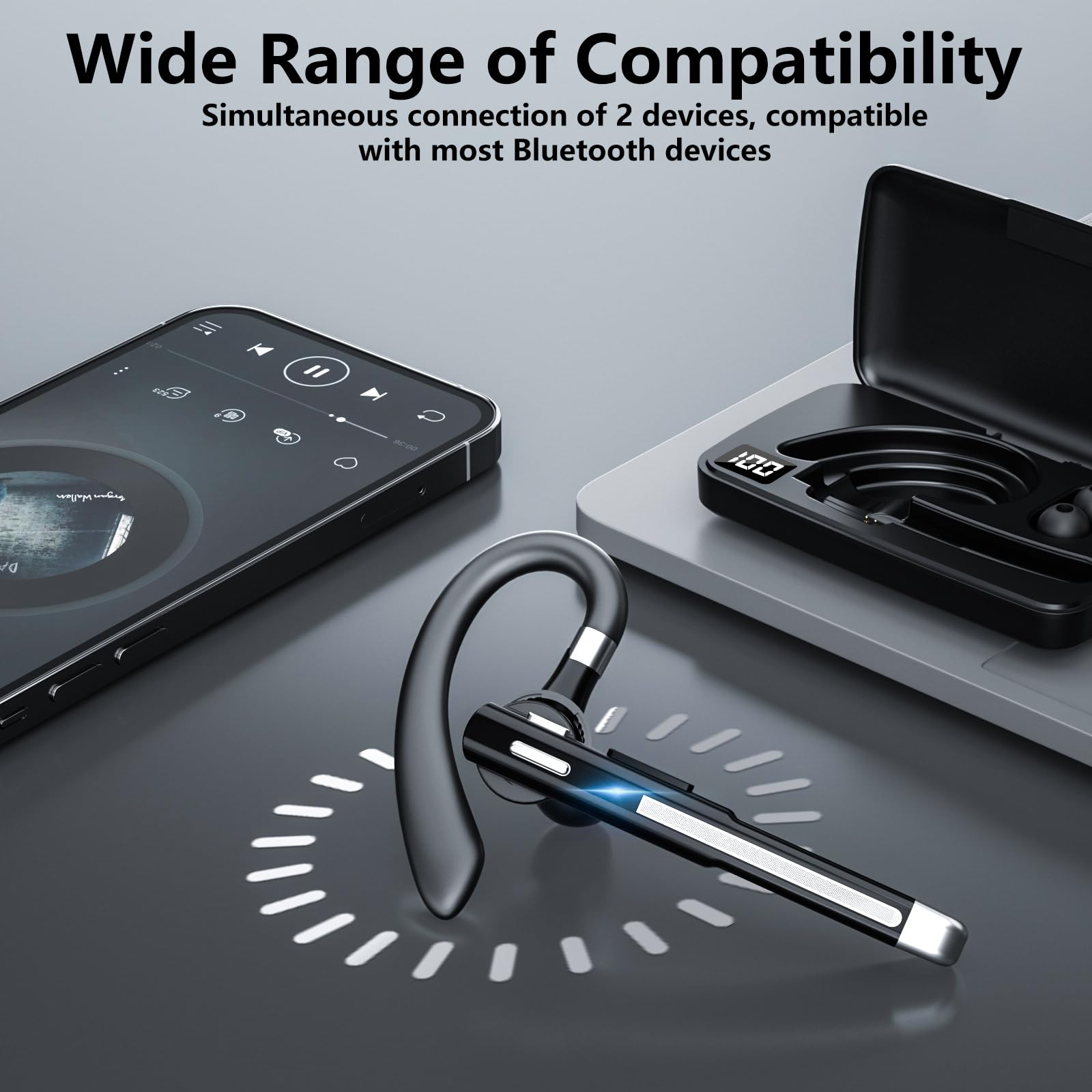 GOSCIEN Wireless Earbuds, Headphones Wireless Immersive Bass Sound Bluetooth 5.1 Headphones with Noise Cancellation Mic, IPX7 Waterproof Bluetooth Earphone with Charging Case for iPhone/Android