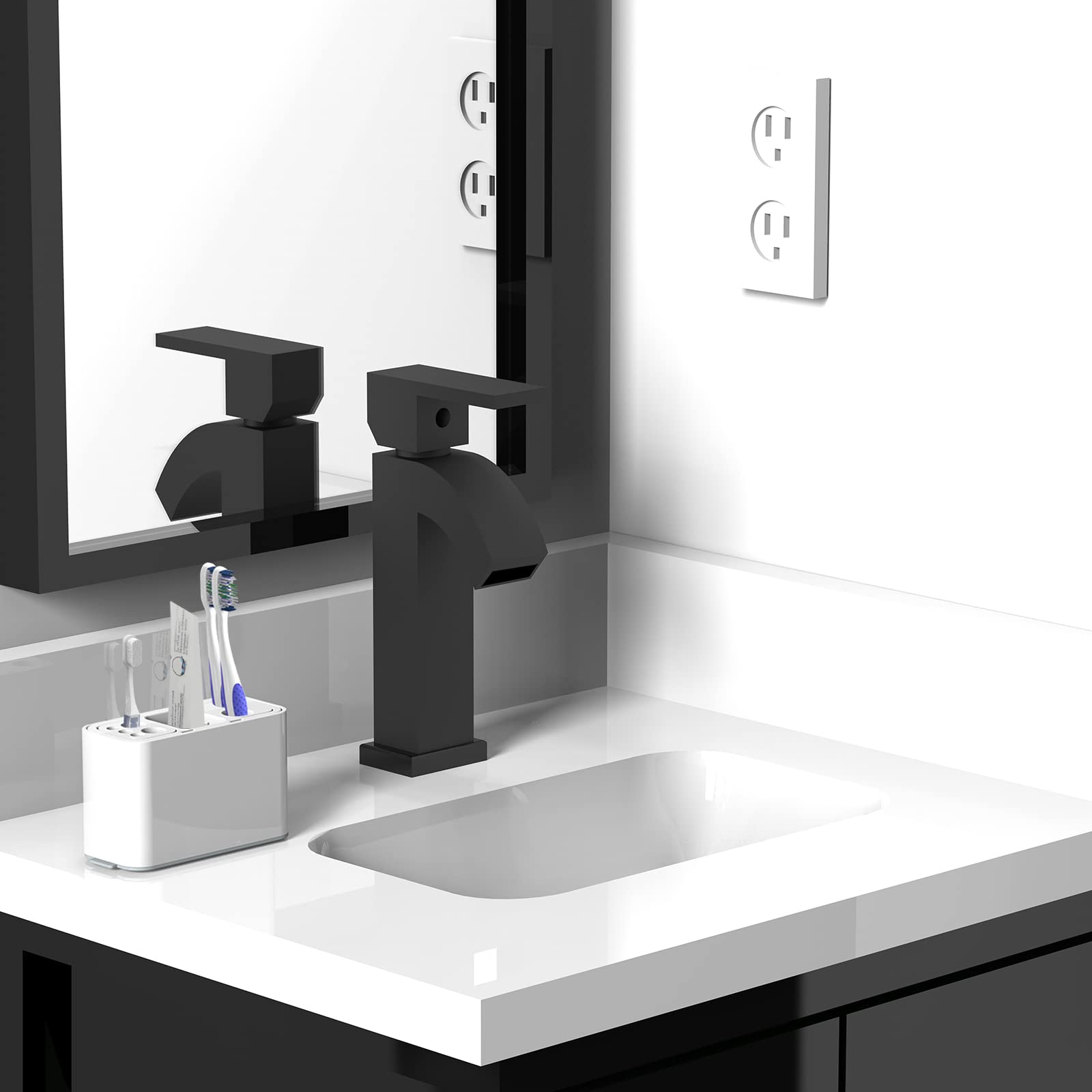 LUEXBOX Simple Travel Toothbrush Holder with Anti-Slip Bottom, Detachable Toothpaste Stand for Countertop, Multifunctional Caddy for Toothpaste, Comb, Razor