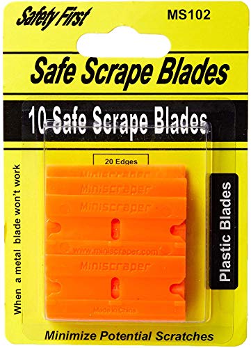 MINISCRAPER 10 Plastic Double Edged Razor Blades and EZ X Razor Scraper Pat. Pending