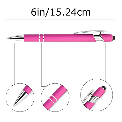 Uoffice5 Ballpoint Pens with Stylus Tips - Fine Point Pens in Black Ink for Women Men Wedding (Black)