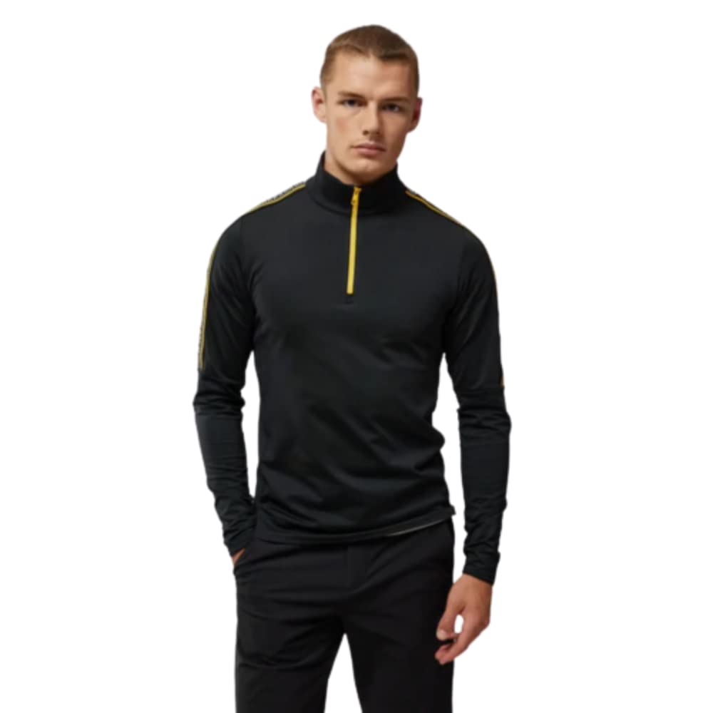 J Lindeberg Mens William Print Mid Layer 1/4 Zip Golf Pullover - Black XL