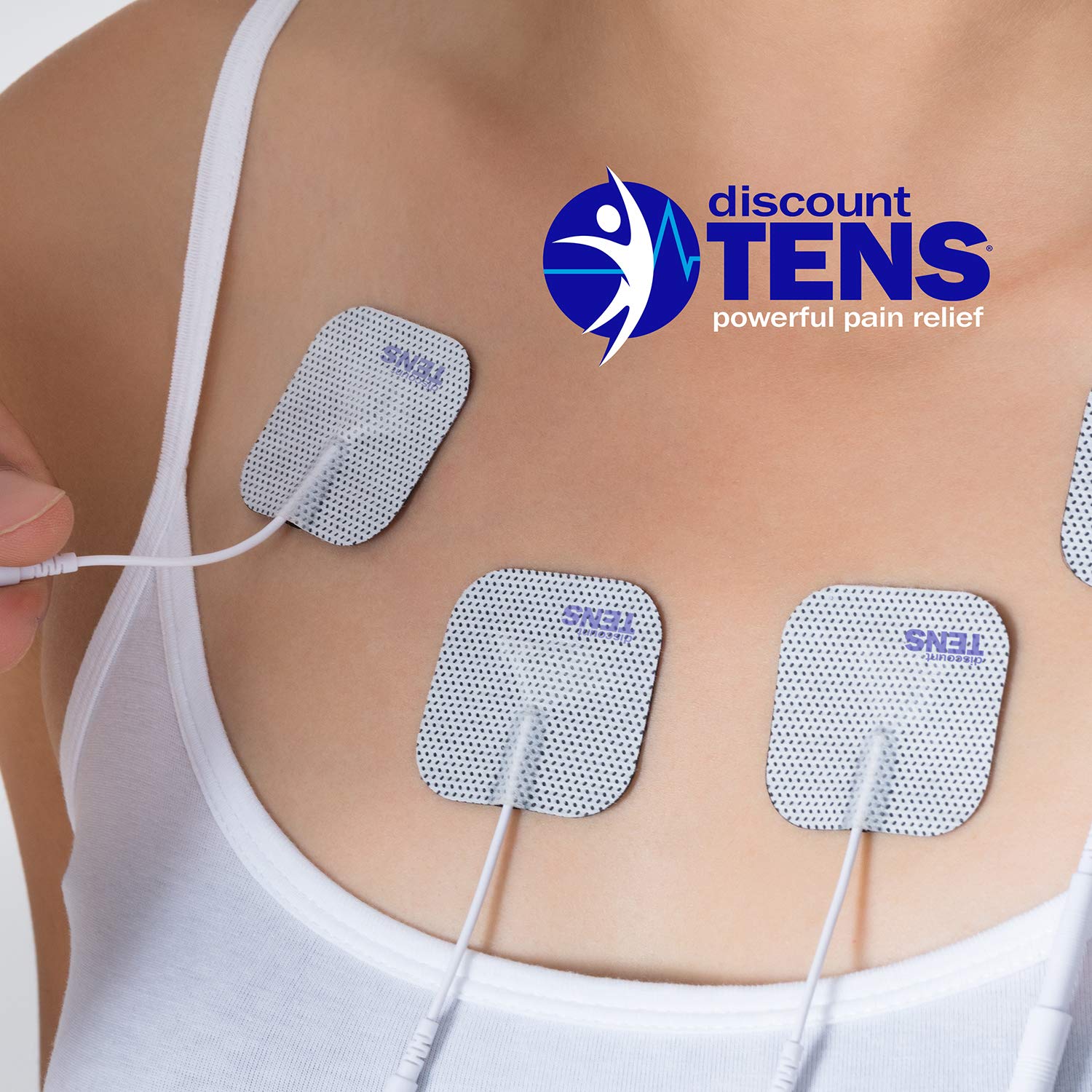TENS Electrodes, Value Wired Replacement Pads for TENS Units, 20 TENS Unit Electrodes (2in x 2in, 20 Pack) Discount TENS Brand