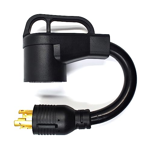 FlixGrdy 4 Prong to 50 Amp Generator to RV/EV Adapter Cord with Grip Handle, L14-30P Twist Lock Male to 14-50R Female, Heavy Duty STW 10 AWG for Generator to RV Trailer Camper and EV Charging