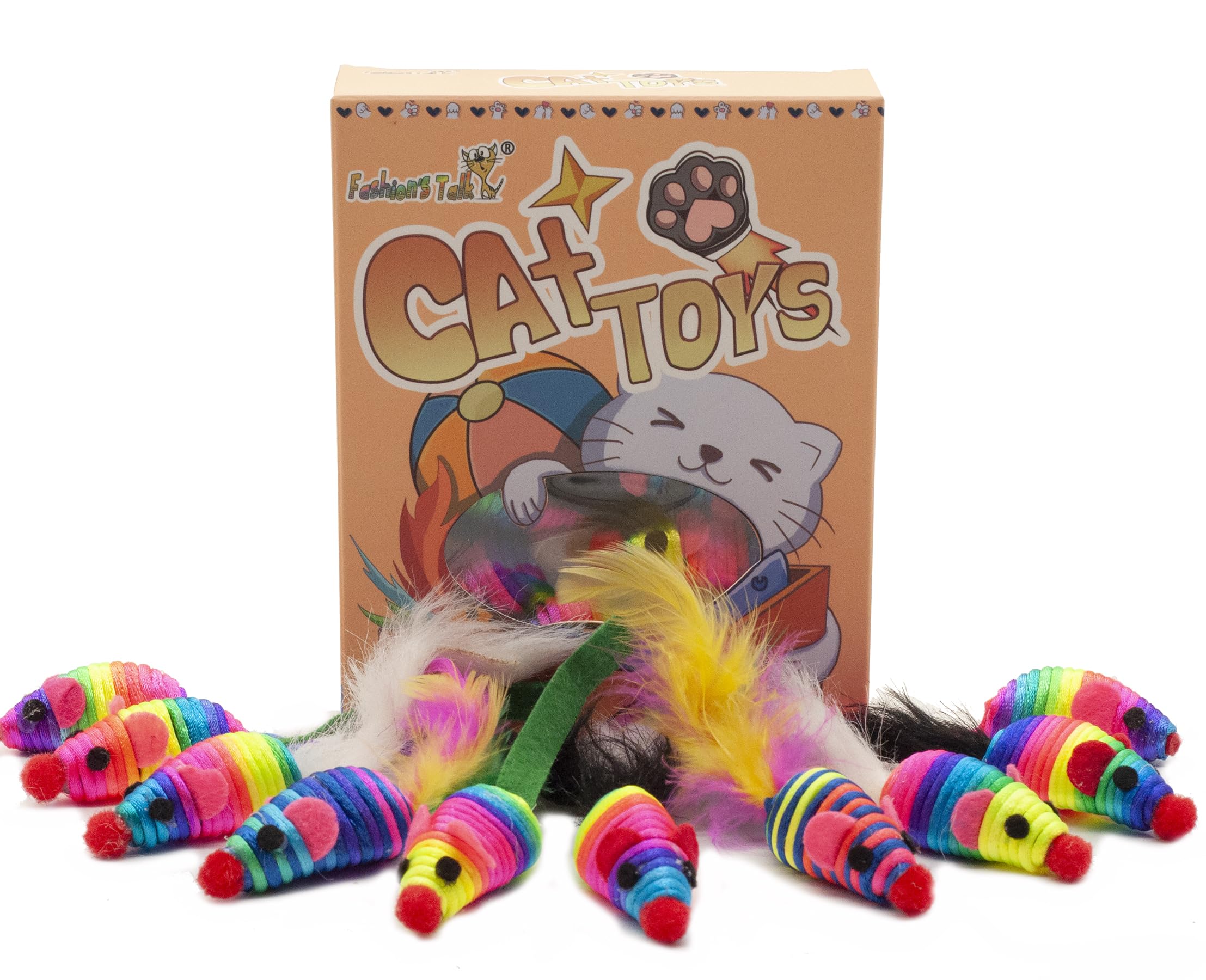 Fashion's Talk Cat Toy Mouse 36-Count 4.5β,Kitten Mice Cat Toys with Rattle Handmade Rope Mouse Toy for Indoor Cats Interactive Play Color Varies