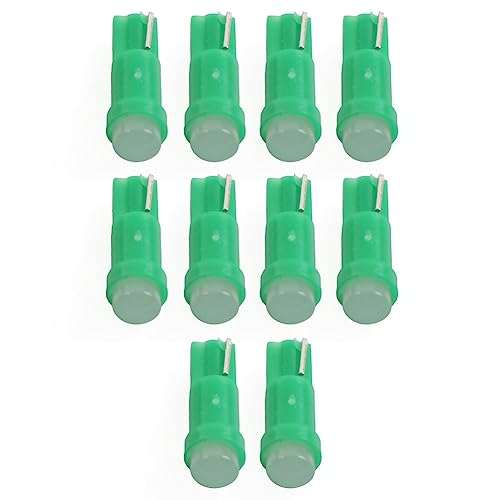 Newsmarts Pack of 10 T5 LED Bulb Dashboard Dash Lights 1 SMD Wedge Base for Car Truck Instrument Indicator Air Conditioning AC Lamp Auto Interior Accessories Kit Bright 12V, Green Light