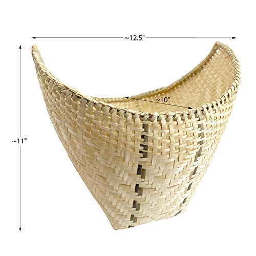 PANWA Satin Weave Sticky Rice Cooking Basket - “NATURAL SCENTED” - Handcrafted THAI Bamboo Wing Design, Large Size with 24x24 Inch Cheesecloth Wrap Included
