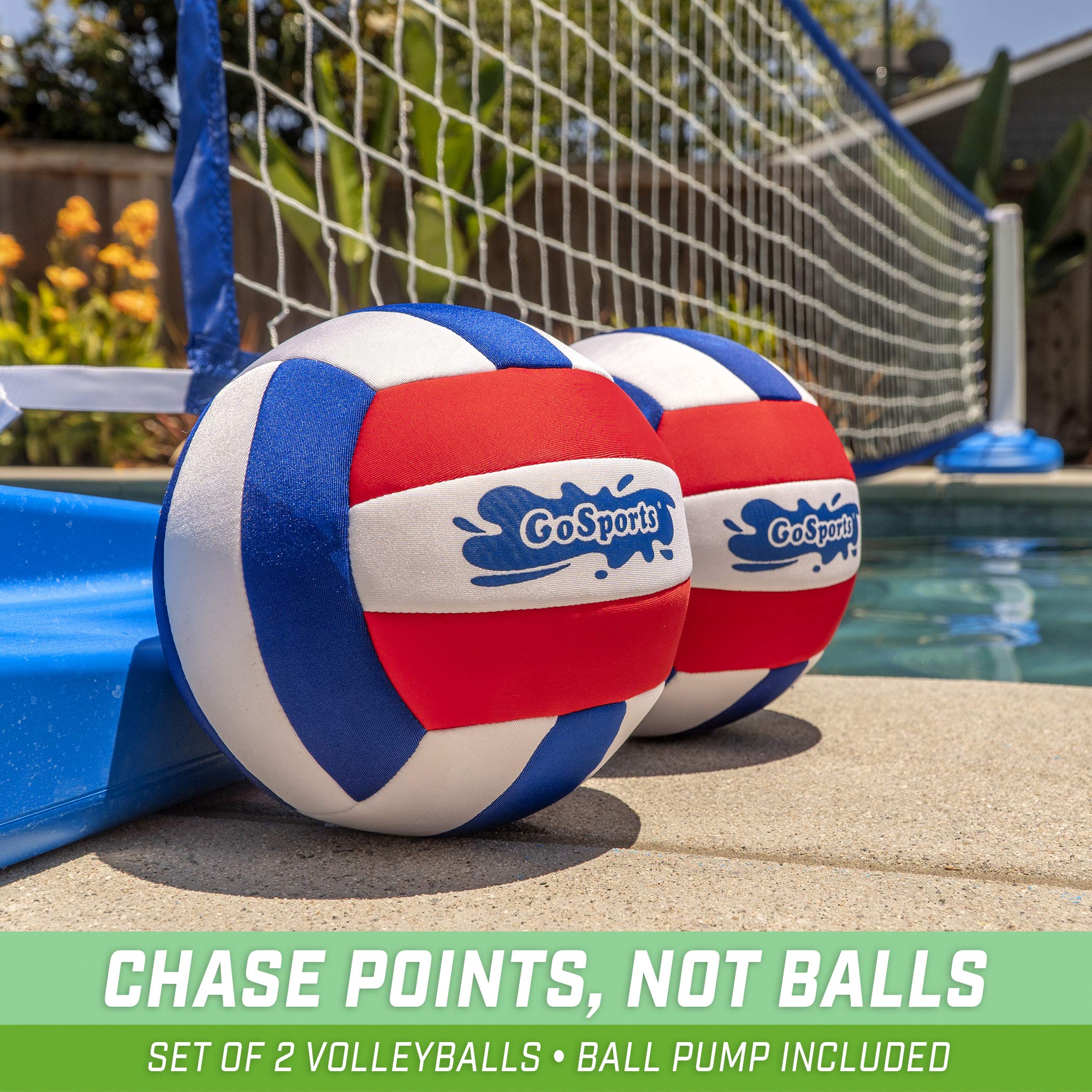GoSports Pro Neoprene Pool Volleyball 2 Pack, Waterproof Volleyballs with Ball Pump