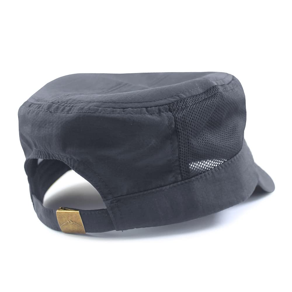 FASHIXD Mesh Military Cap Plus Size Hats for Men Summer XL Army Hats Quick Qry Short Bill Hat Cadet Cap (as1, Alpha, x_l, Dark Grey)