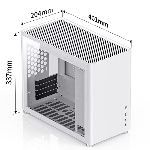 JONSBO D30 White Mini Micro ATX Tower Computer Case, Aluminum/Steel/Tempered Glass-1 Side, Simple High Compatibility MATX Case, Support 240 Water & 168mm Air Cooling, 355mm GPU,Interchangeable Side