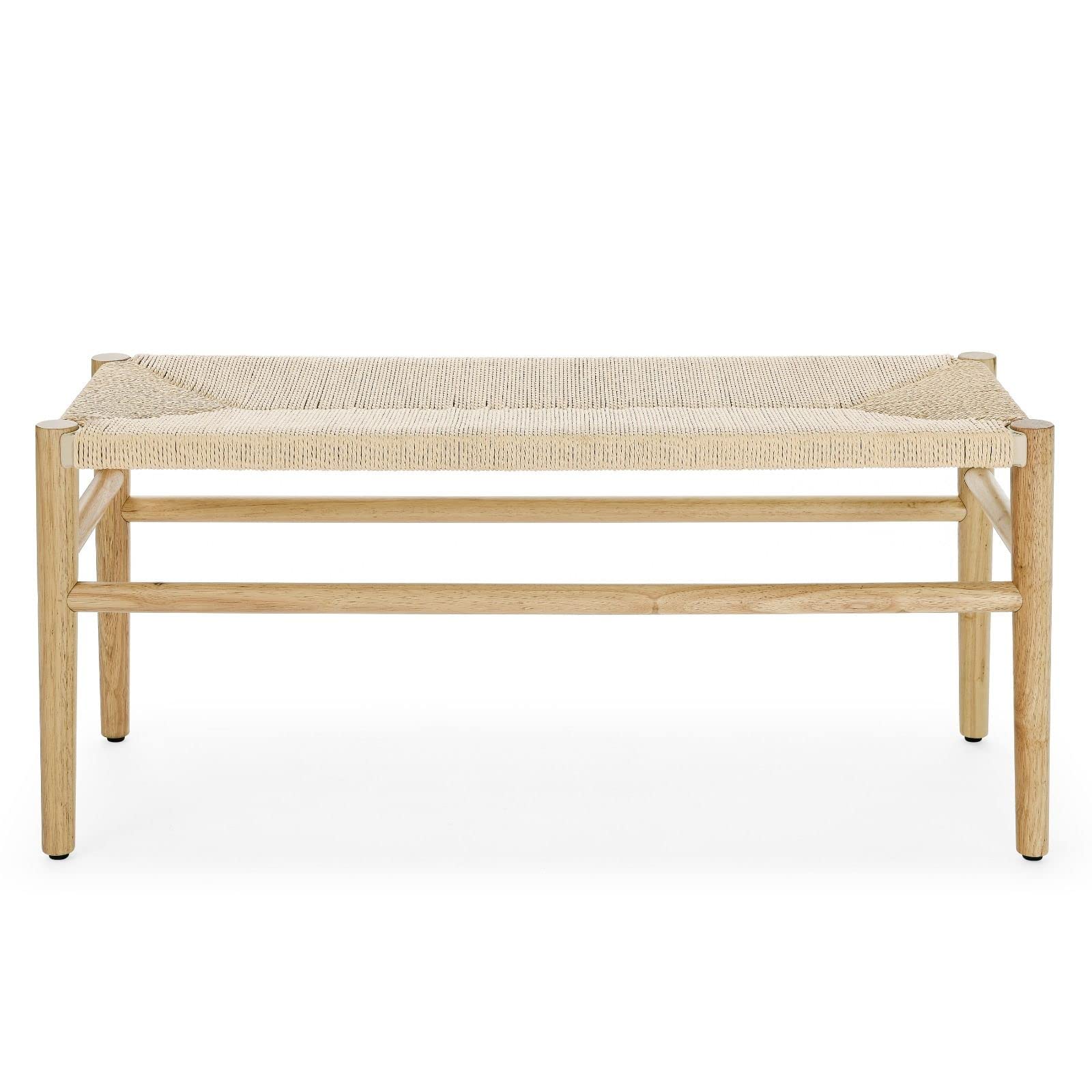 FRITHJILL Bench, 39.5-inch Bedroom Bench Bedroom End of Bed with Paper Cord Design, Farmhouse Bench for Dining Room