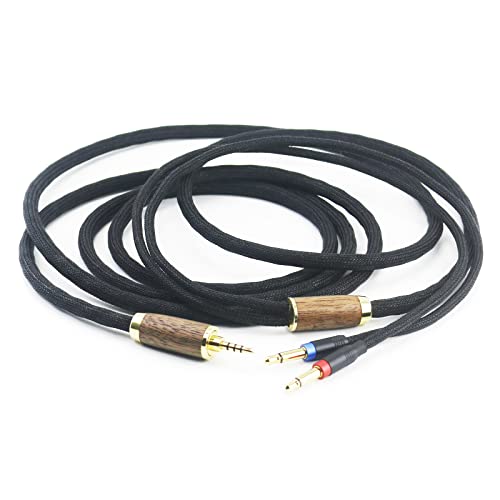 NewFantasia 2.5mm Trrs Balanced Male 6N OCC Copper Silver Plated Cord 2.5mm Balanced Cable Compatible with Denon AH-D7200 AH-D7100 AH-D9200 AH-D5200, for Focal Elear Headphone Walnut Wood Shell