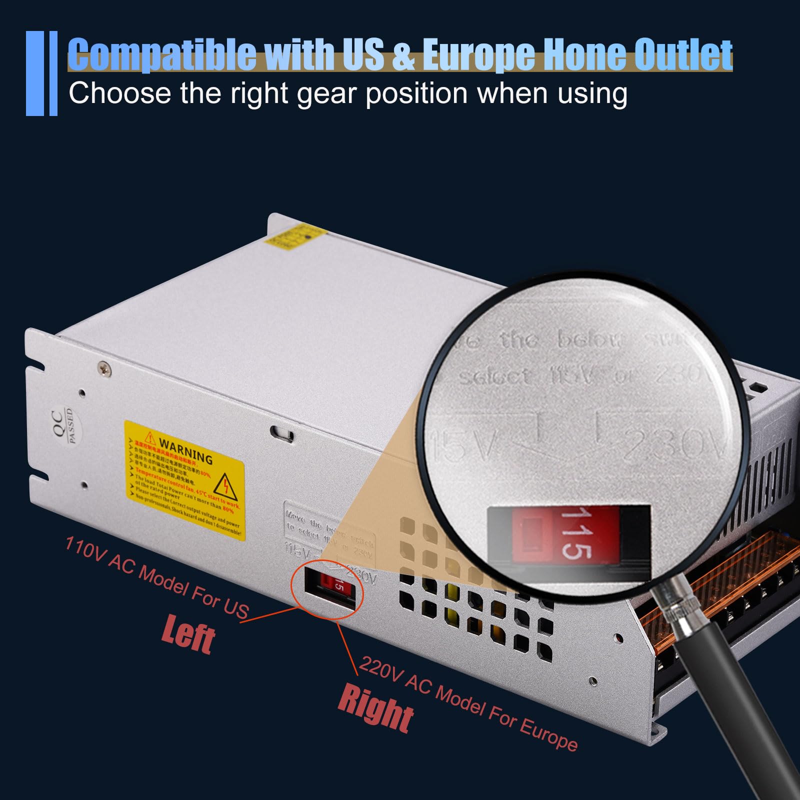 EXENWING 24V 50A 1200W Switching Power Supply Adapter SMPS AC 110/220V to DC 24Volt Universal Regulated Transformer Converter PSU for LED Strip 3D Printer CCTV Camera Speaker Motor Pump,and More