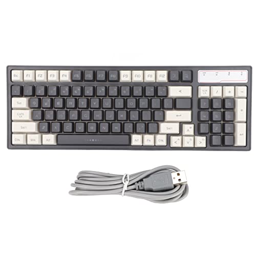 Jopwkuin 2.4G Wireless Gaming Keyboard, Ergonomic Design 96 Keys Gaming Keyboard 2.4G Wireless Floating Keycaps for Gaming(L900 Gray White Wireless Keyboard)