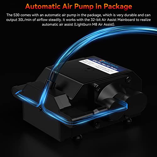 SCULPFUN S30 Laser Engraver with Air Assist, 5W Laser Cutter 0.06 * 0.06mm Accuracy Laser Engraving Machine, 935 * 905mm Extendable Working Area 10X Lifespan Laser Engraver for Wood and Metal