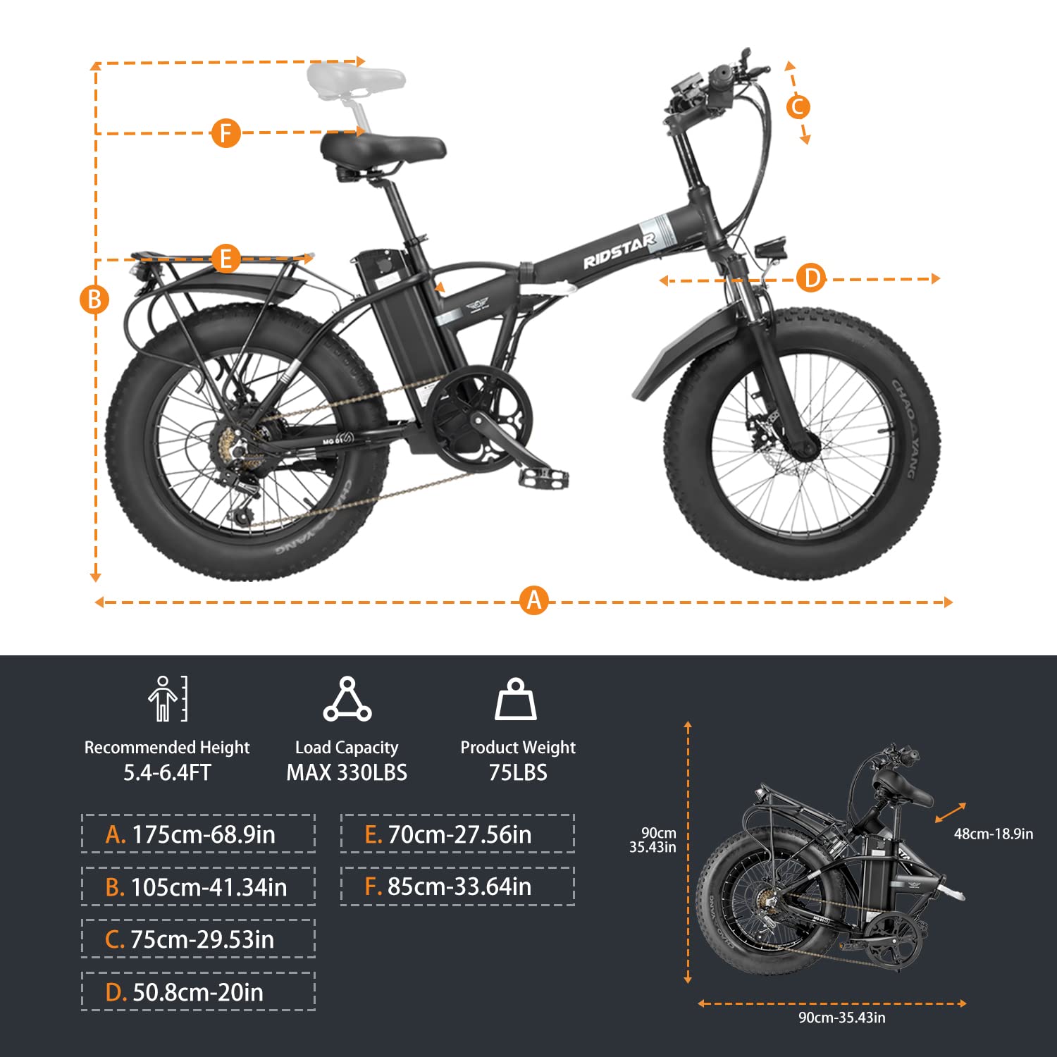JSILAKOI Folding Electric Bike for Adults with 1000W Brushless Motor 48V 14AH Removable Lithium Battery 28MPH Shimano 7-Speed Foldable Ebike 20" x 4 Fat Tire Lockable Front Fork Suspension