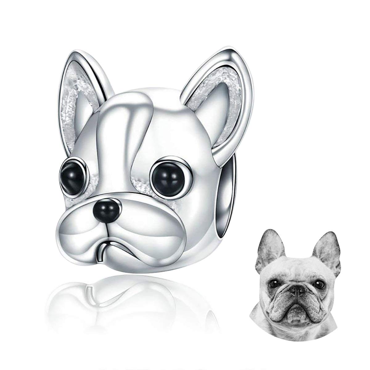 FOREVER QUEEN Dog Charm 925 Sterling Silver, Cute Loyal Partners French Bulldog Doggy Animal Pet Bead Charms fit Charms for Pandora Bracelets Jewelry, Animal Lovers…