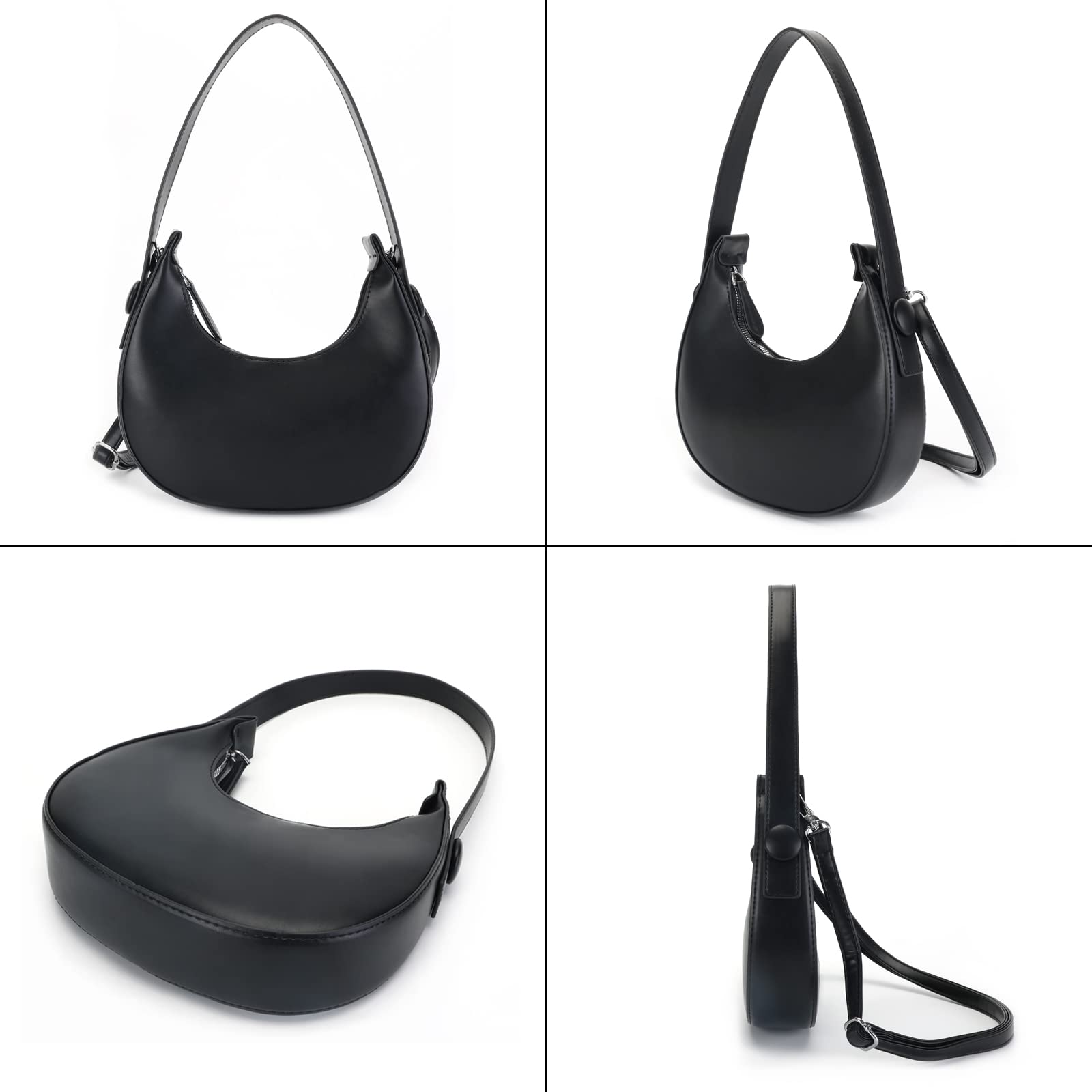 MAXWISE Clutch Bag For Women Small Shoulder Bag With Adjustable Strap (Black)